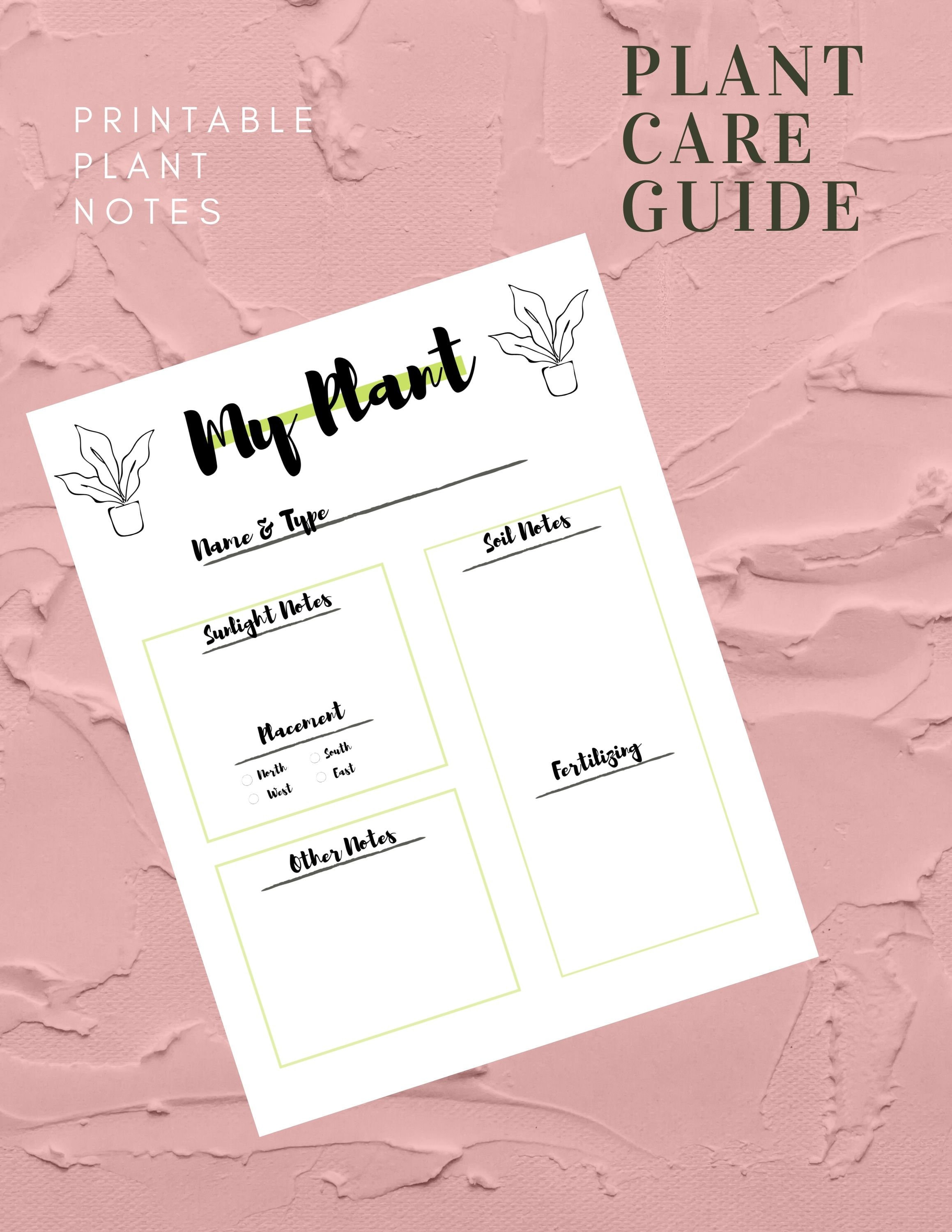 Plant Care Guide - Printable Plant Note Tracker - Etsy