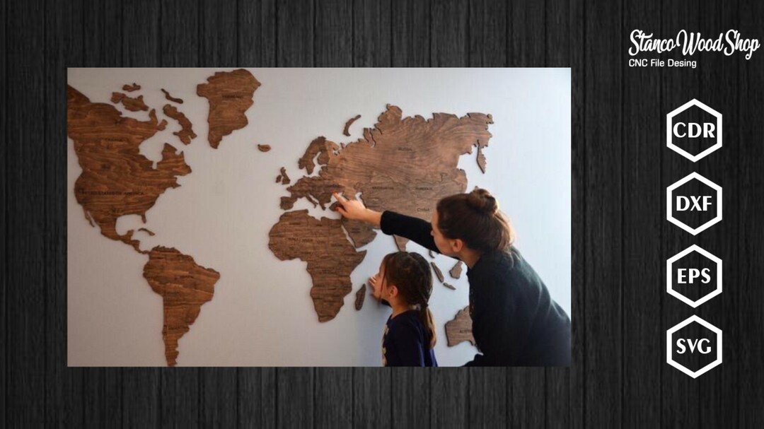 World Map Vector Files for Laser Cut Cnc Digital Files - Etsy Canada