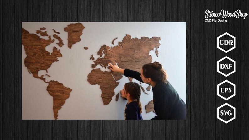 World Map Vector Files for Laser Cut Cnc Digital Files | Etsy Canada