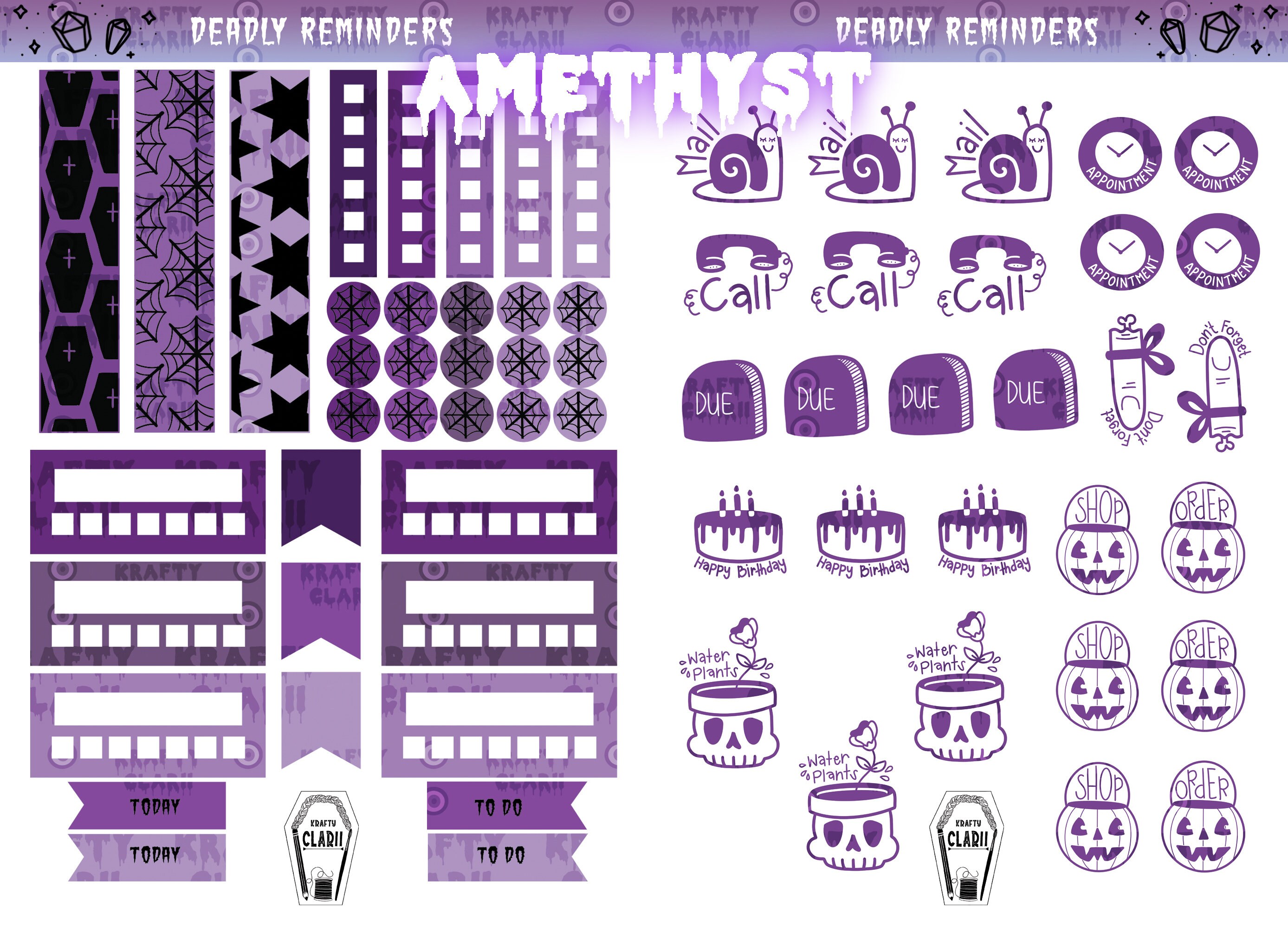 Planner Reminders Sticker Sheets Deadly Reminders Goth Planner - Etsy