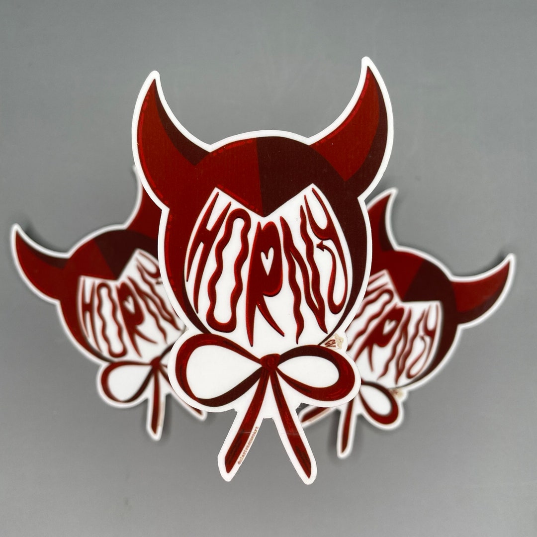 Horn Devil Hat Laminated Weatherproof Sticker - Etsy