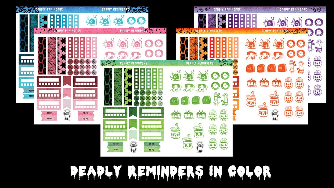 Planner Reminders Sticker Sheets Deadly Reminders Goth Planner Stickers ...
