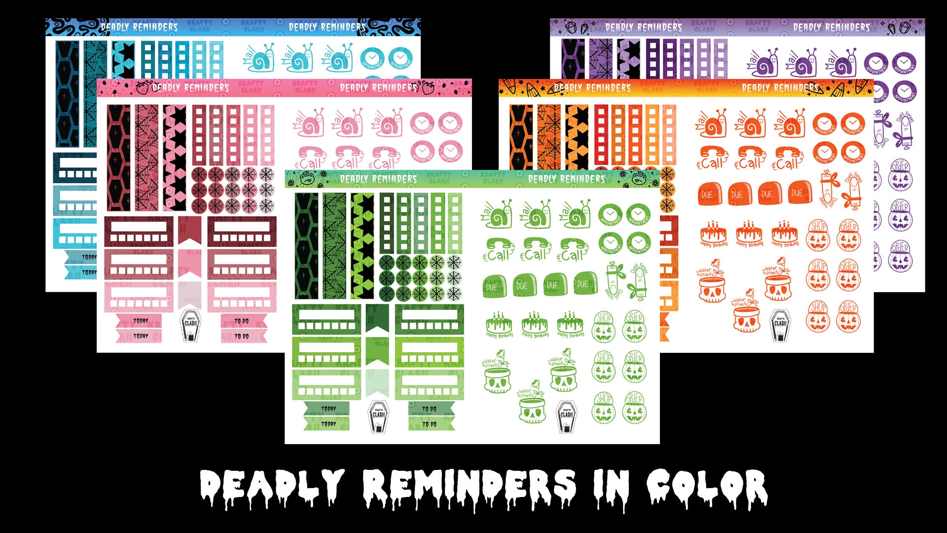 Planner Reminders Sticker Sheets Deadly Reminders Goth Planner - Etsy