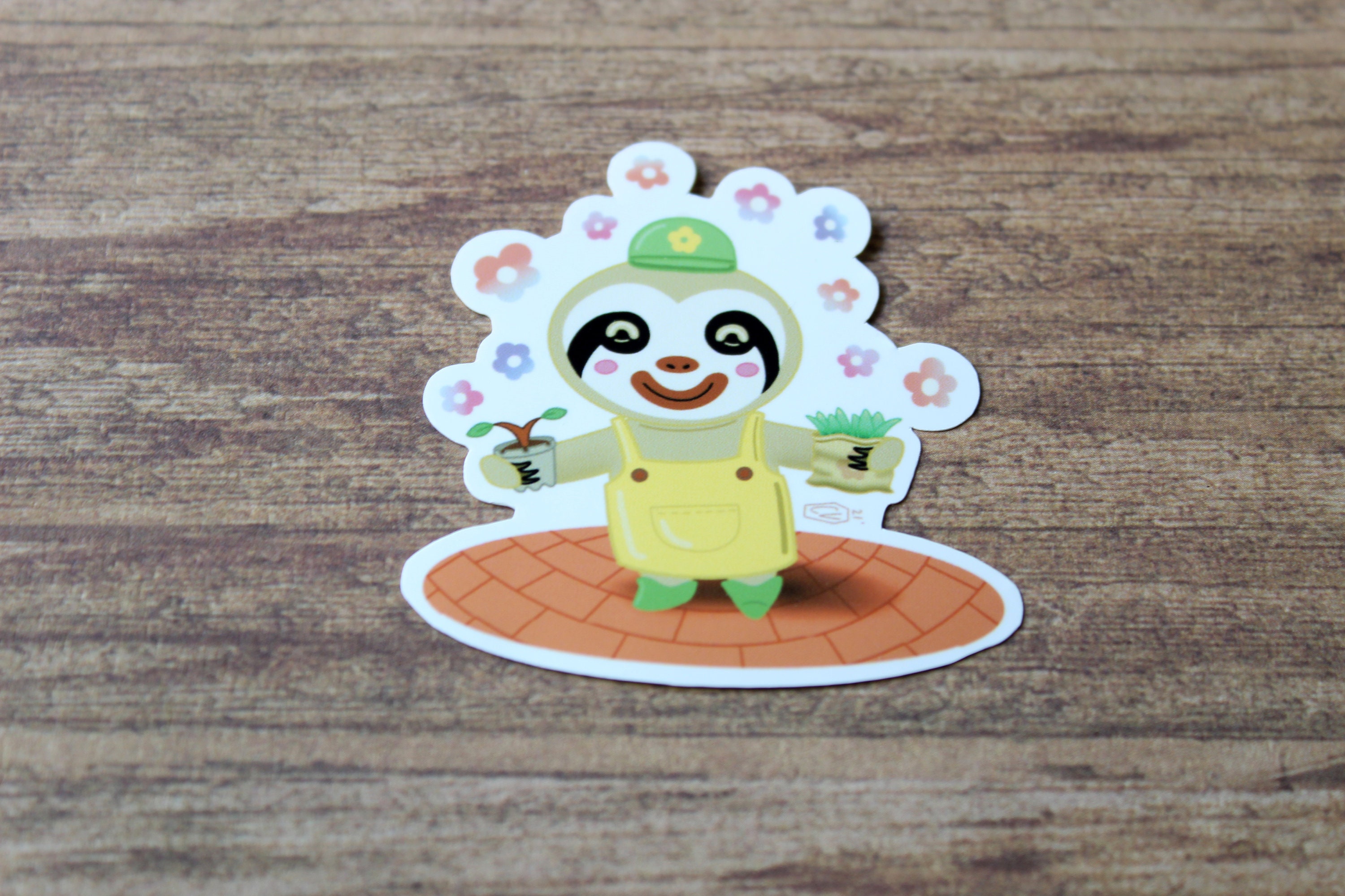 ACNH Sloth Leif Happy Gardener Digital Print and Sticker | Etsy