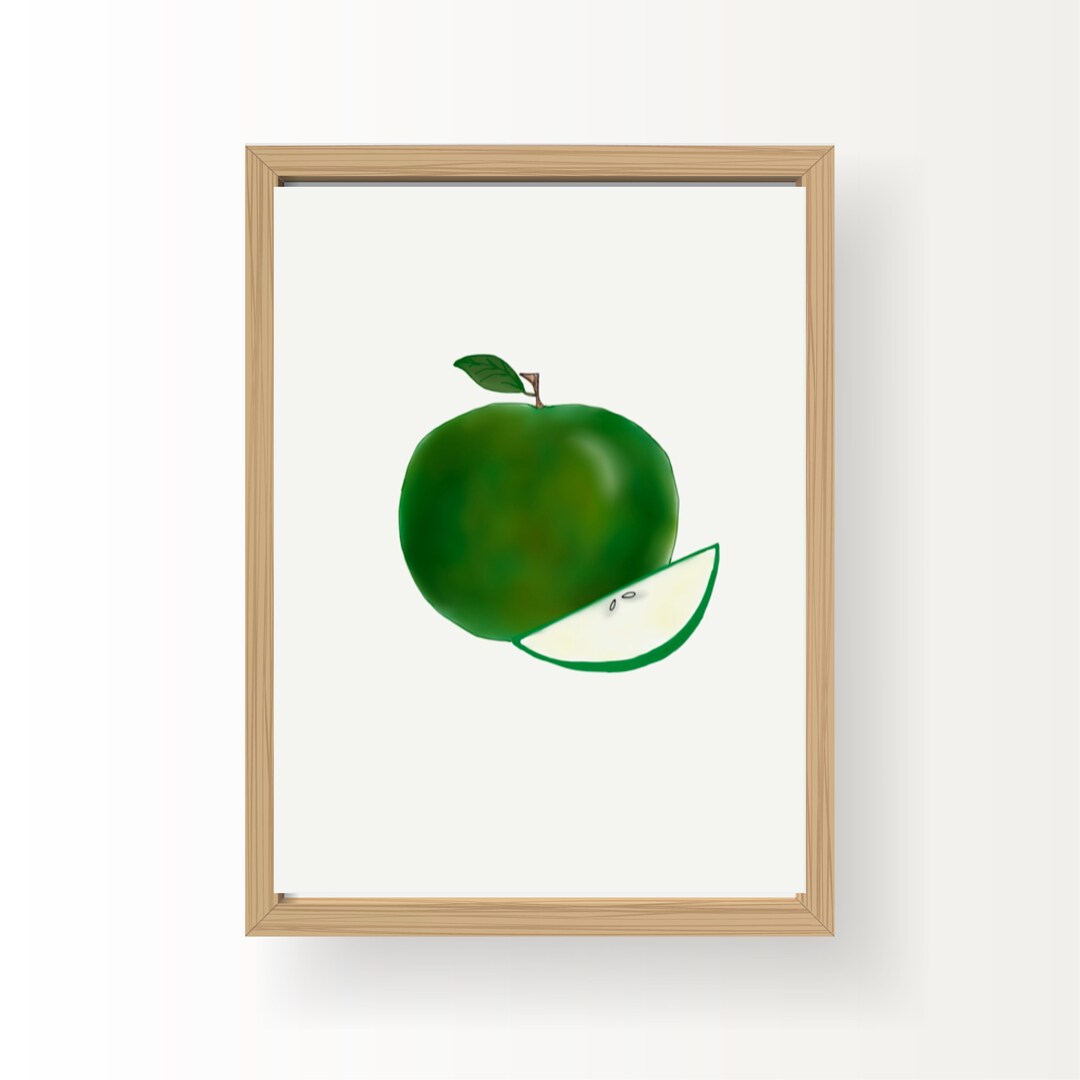 Green Apple Artwork Print | Kitchen Artwork and Decor | Downloadable ...