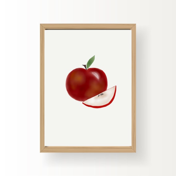 Red Apple Artwork Print Kitchen Artwork and Decor | Etsy