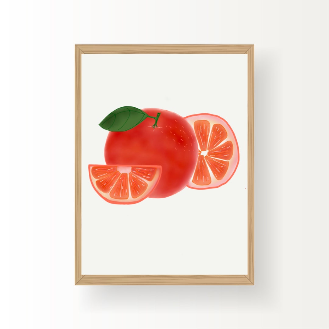 Grapefruit Artwork Print | Kitchen Artwork and Decor | Downloadable ...