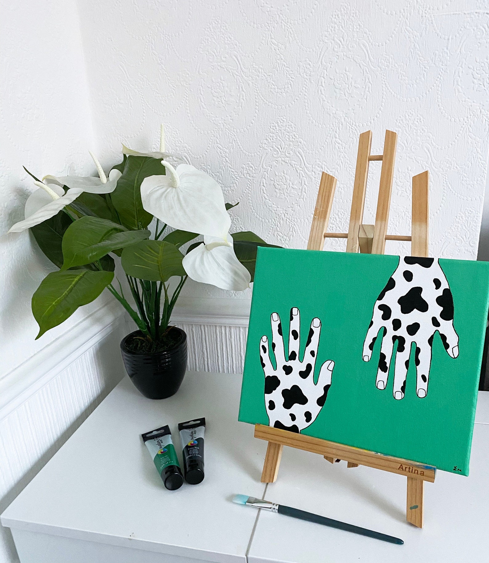 Cow Print Hands Original Painting Animal Print Pop Art - Etsy