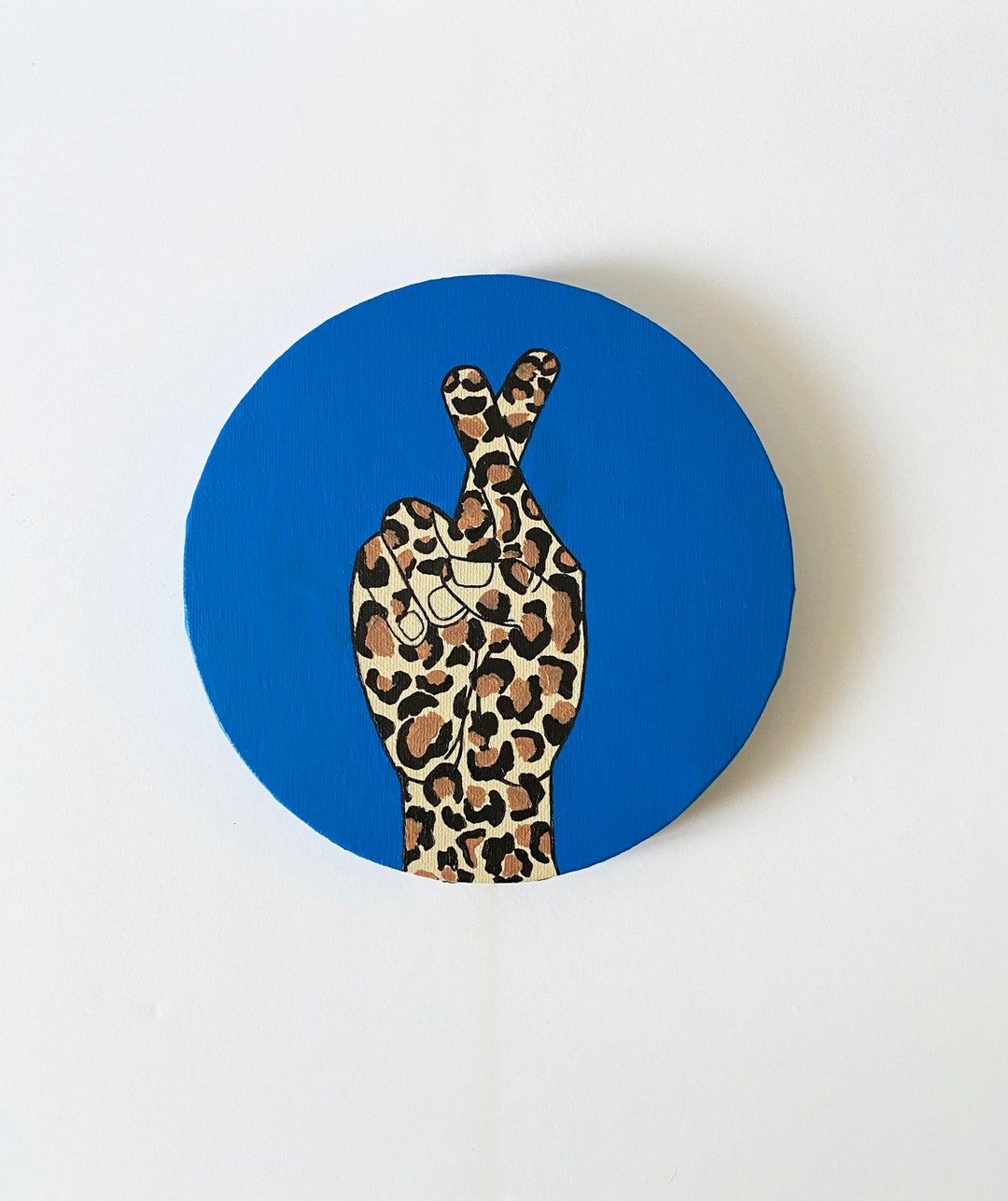 Leopard Print, Fingers Crossed, Good Luck, Original Painting, Animal ...