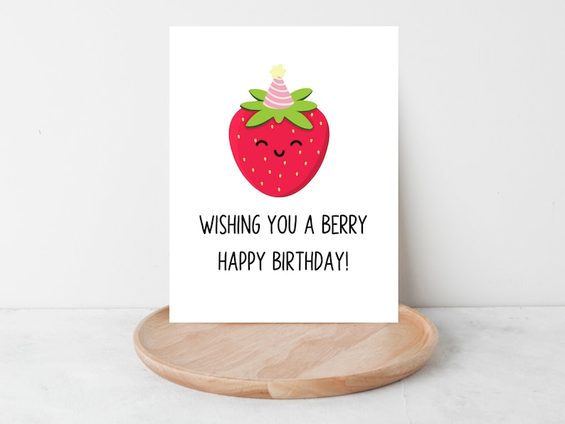 Strawberry Birthday Card Wishing You a Berry Happy Birthday - Etsy