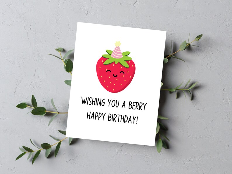 Strawberry Birthday Card Wishing You a Berry Happy Birthday - Etsy