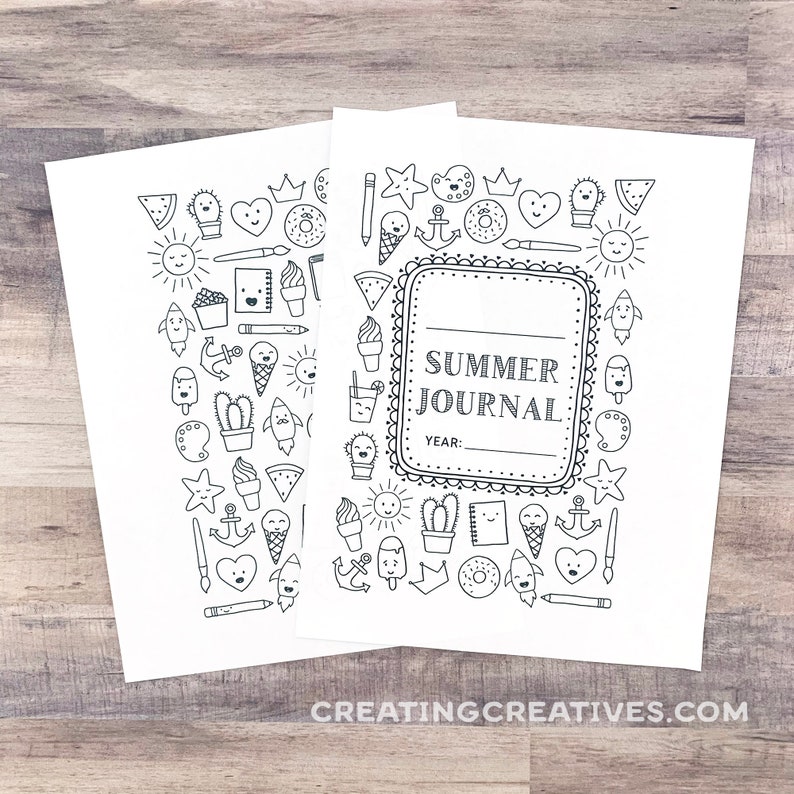 Kids Summer Printable Journal Cover & Writing Prompts - Etsy