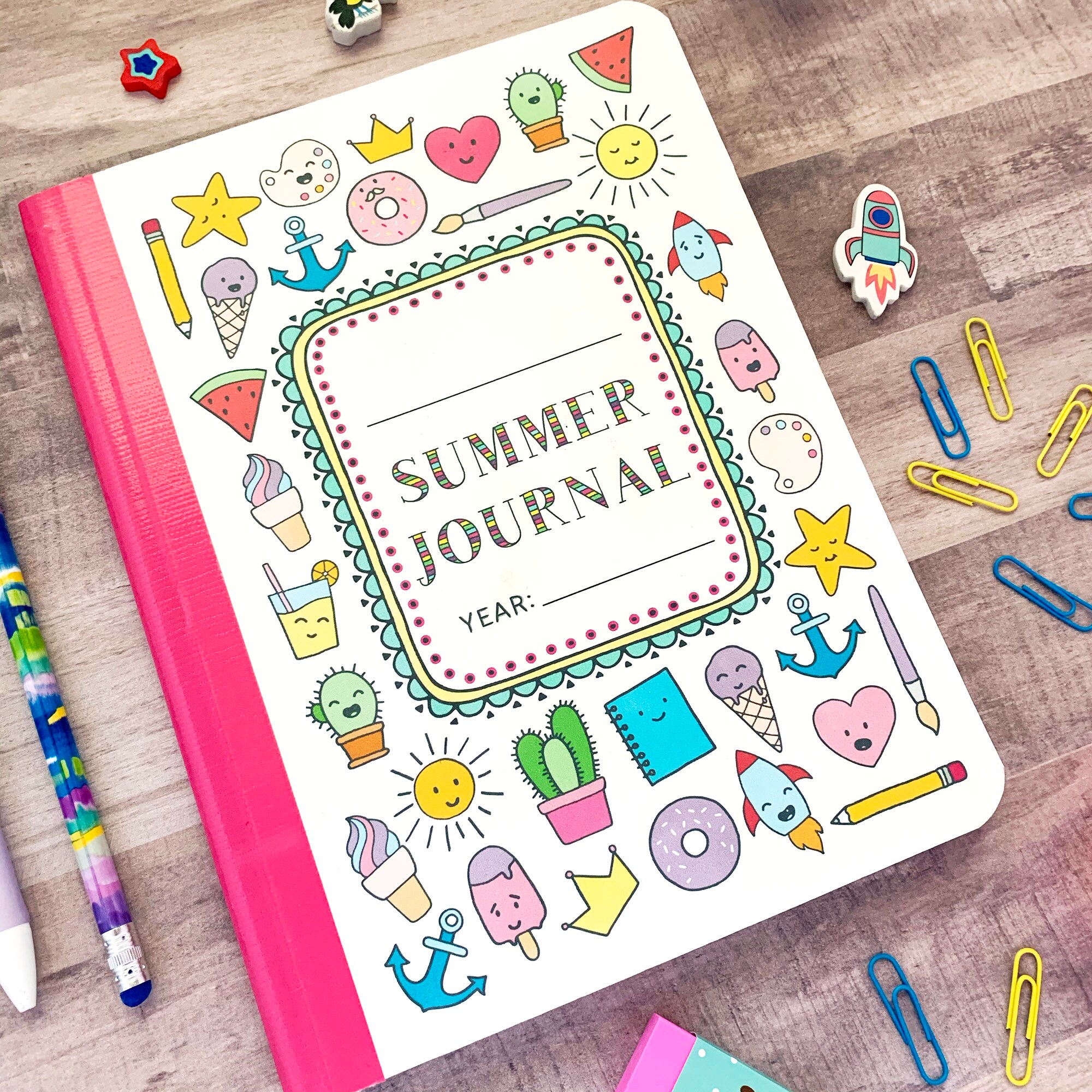 Kids Summer Printable Journal Cover & Writing Prompts - Etsy