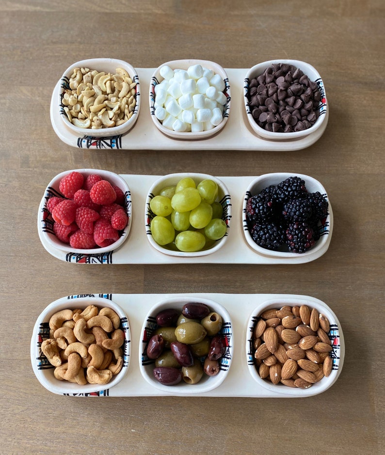 Colorful 3 Section Ceramic Serving Dish Condiment Server - Etsy