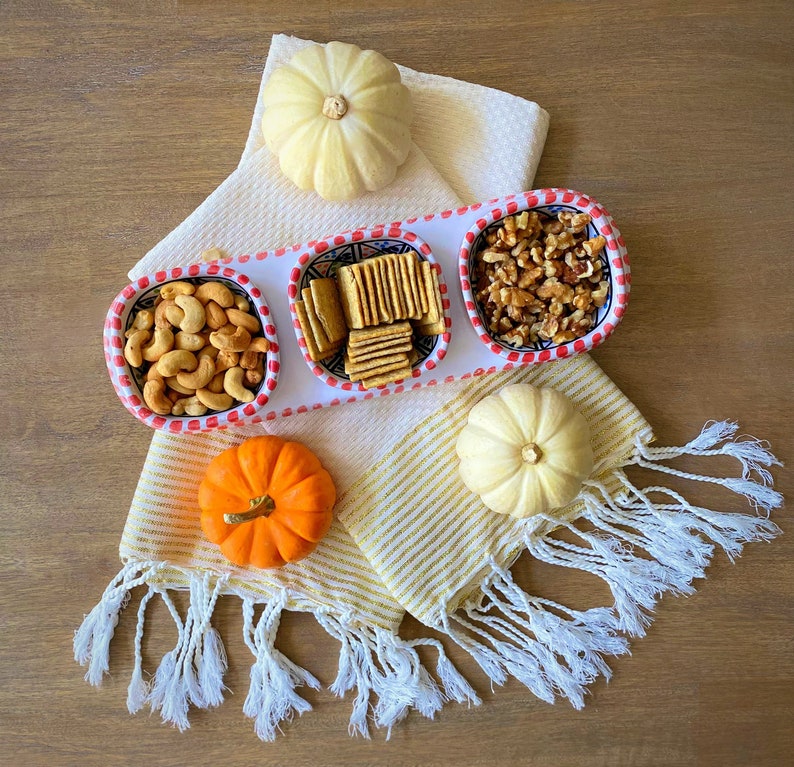 Colorful 3 Section Ceramic Serving Dish Condiment Server - Etsy