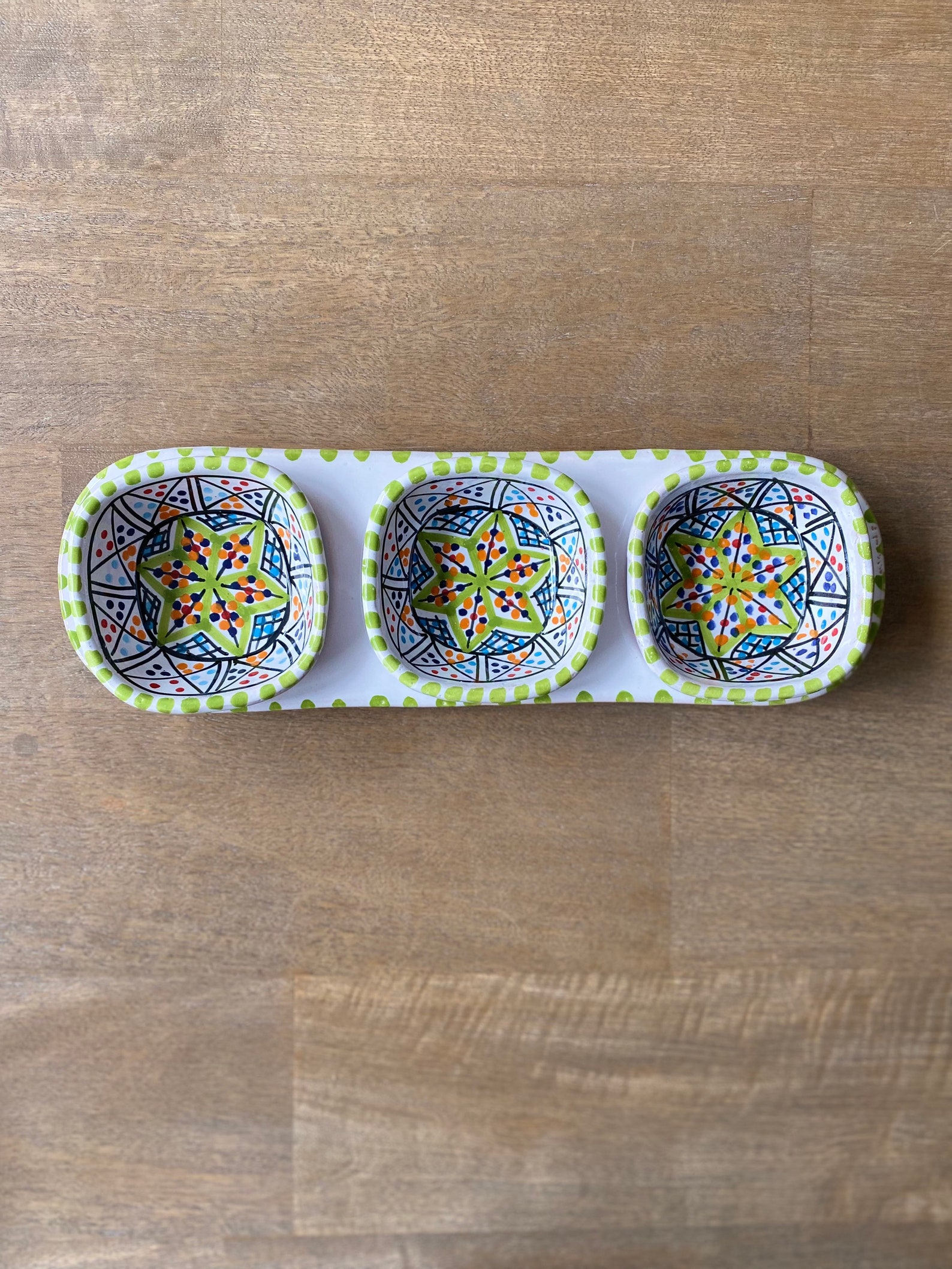 Colorful 3 Section Ceramic Serving Dish Condiment Server - Etsy