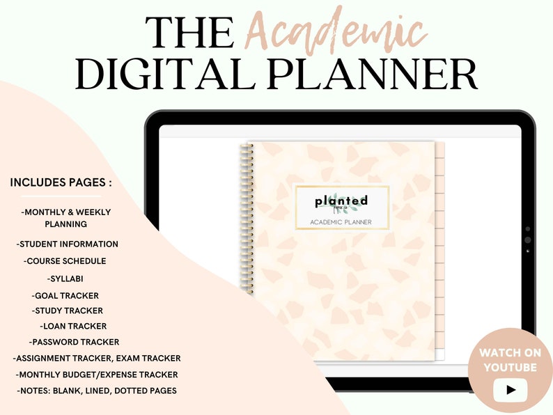 Terrazzo Academic Undated Landscape Digital Planner Planted - Etsy