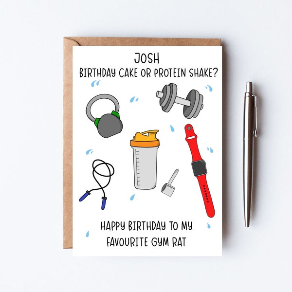 Birthday Cards for Him Gym - Etsy