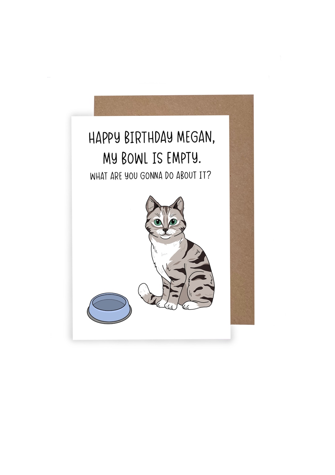 Hungry Cat Birthday Card, Rude Cat Birthday Card, Tabby Cat Birthday ...