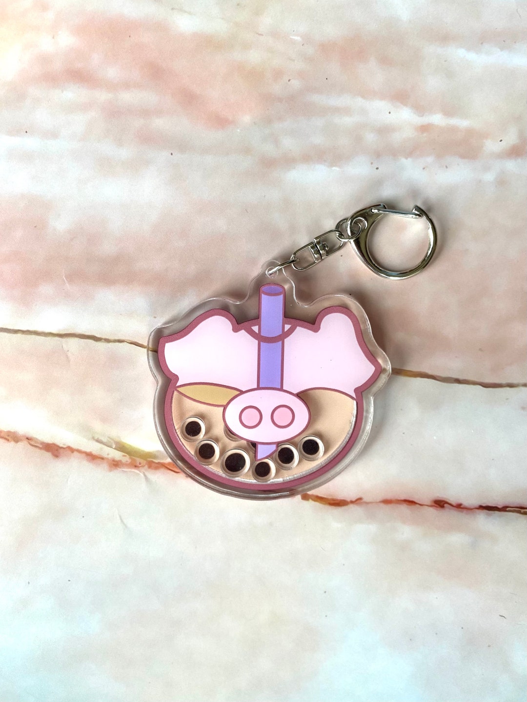 Bubble Tea Shaker Keychain, Cute Pig Keychain, Boba Keychain - Etsy