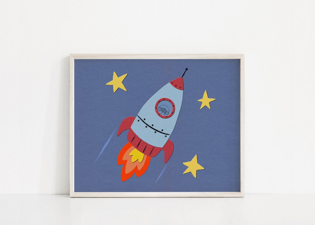 Rocket Ship Print, Kids Room Printable Wall Art, Digital Download ...
