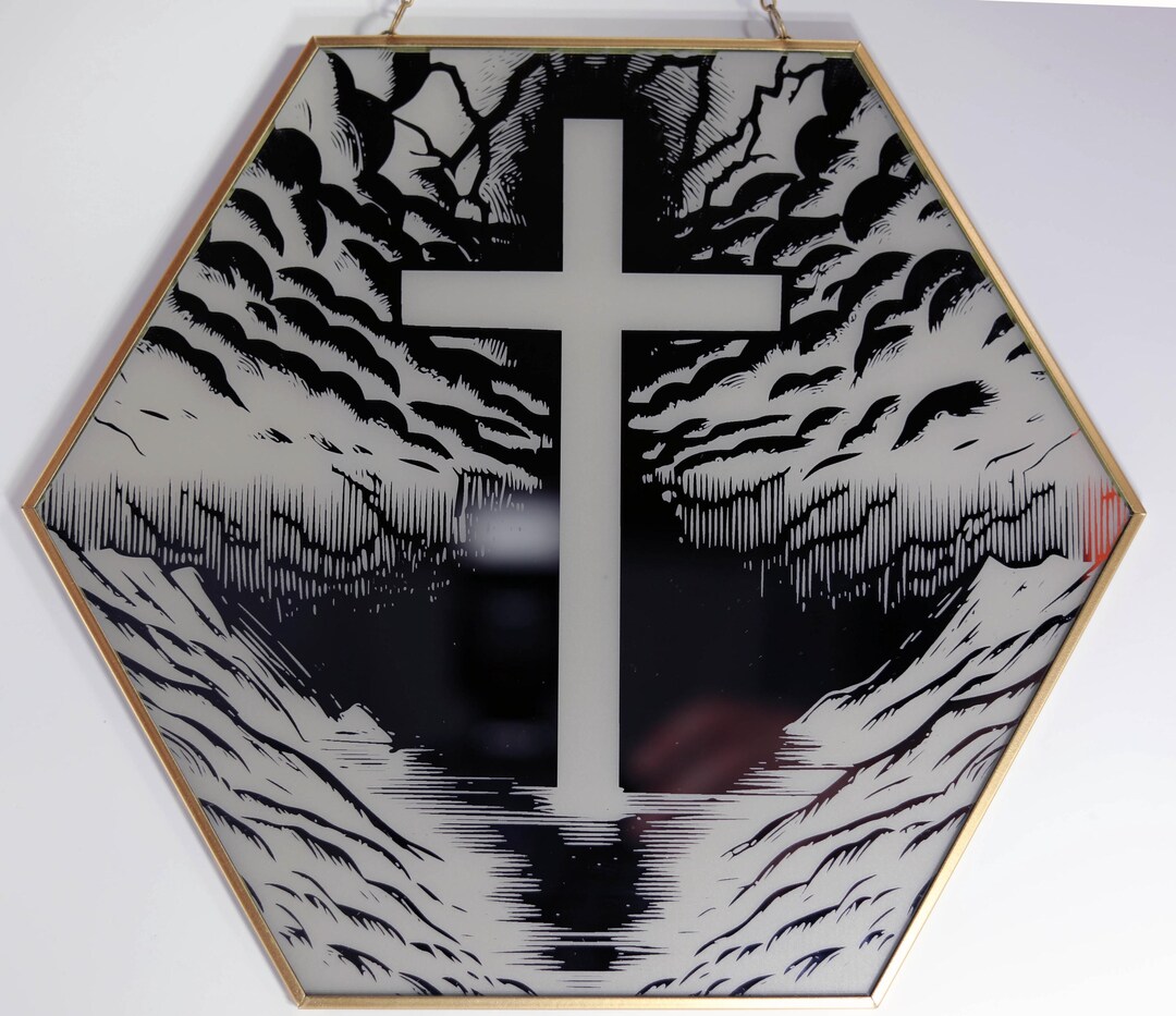 Hexagonal Cross Engraved Mirror - Etsy