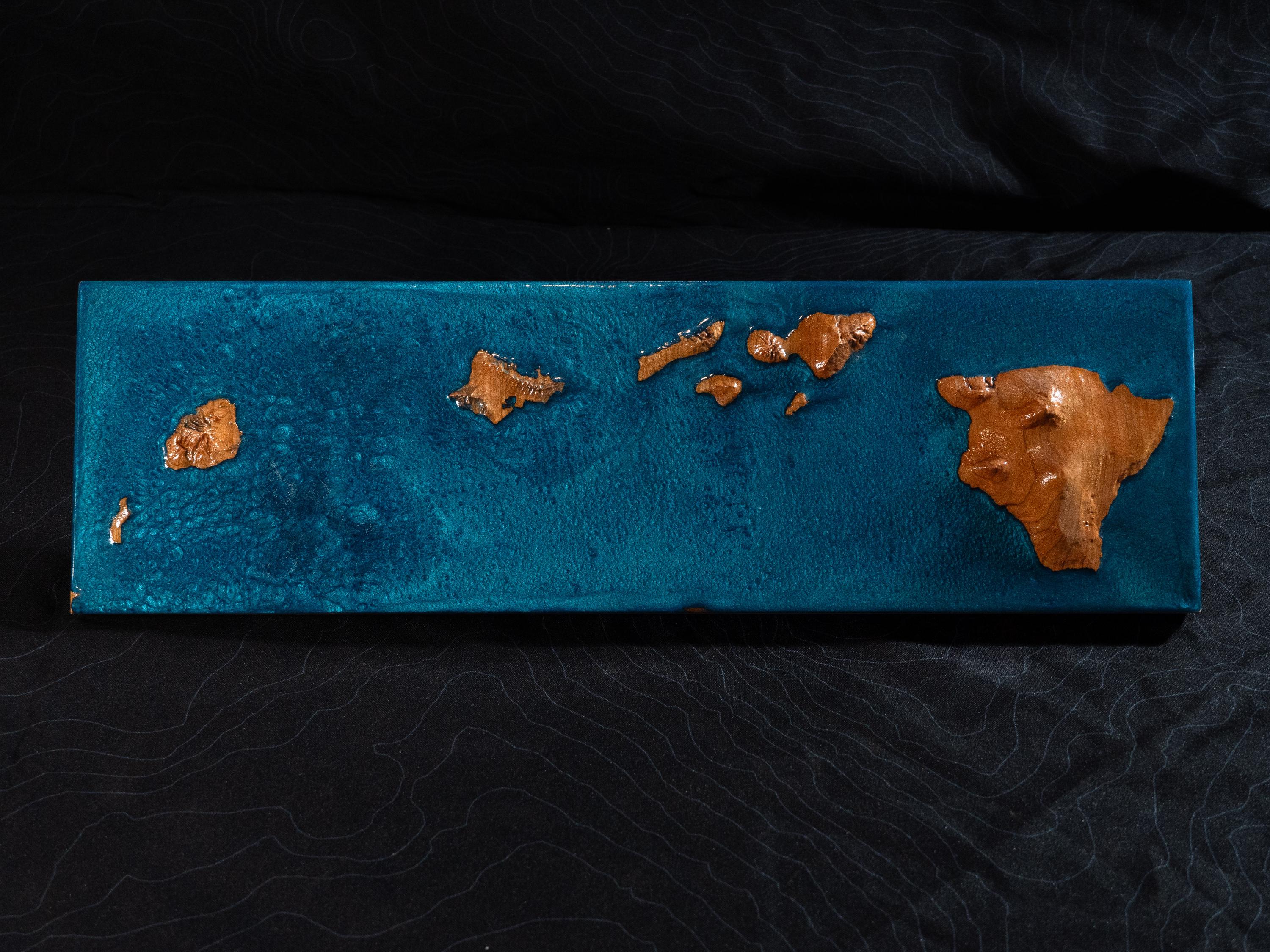 Hawaiian Islands Wood Topographic Map With Epoxy Resin - Etsy