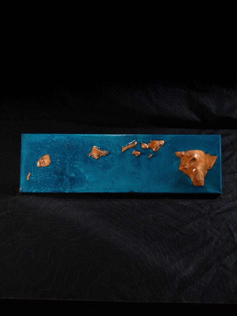Hawaiian Islands Wood Topographic Map With Epoxy Resin - Etsy