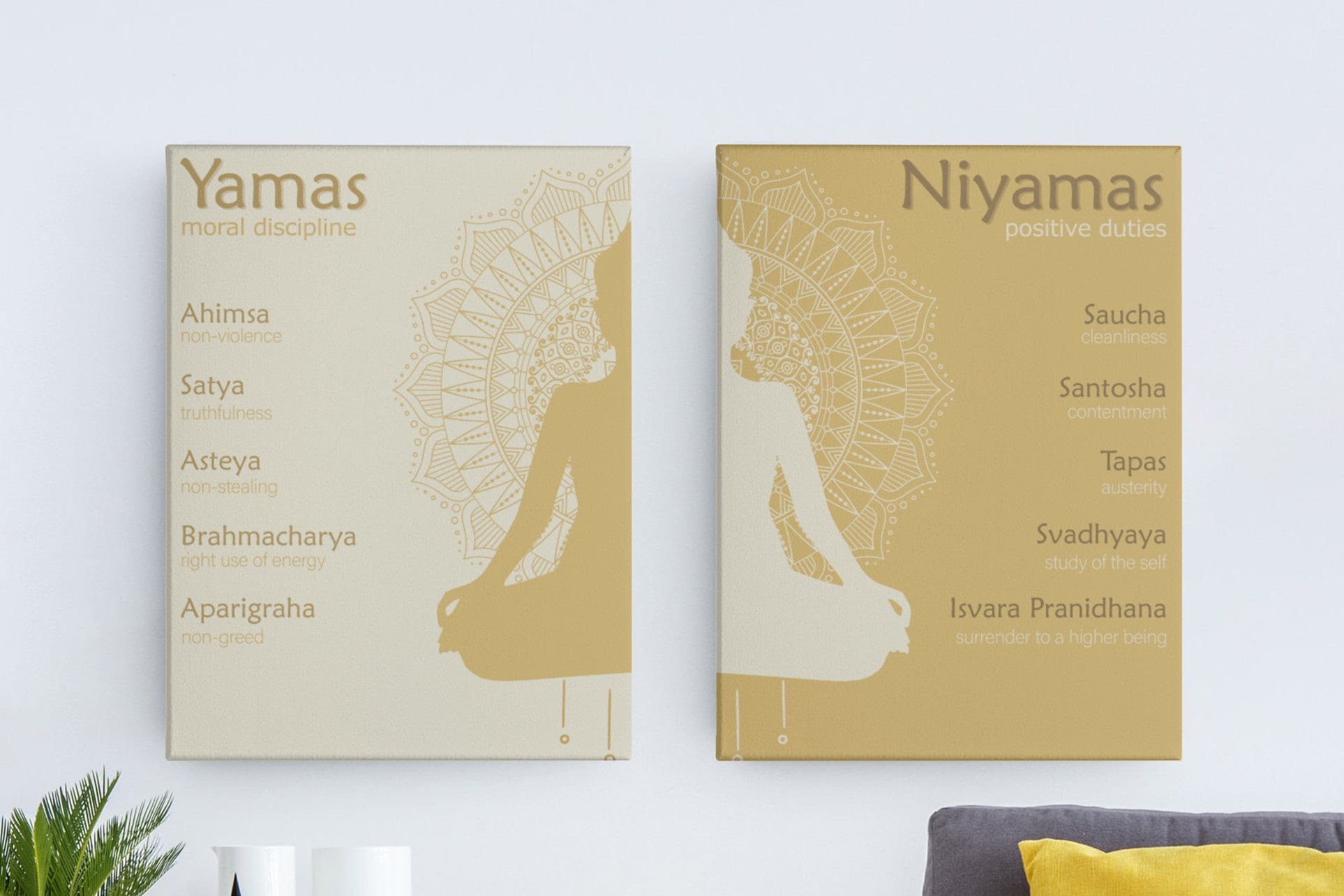 Yama and Niyama Poster Set Artwork Print Digital Download With - Etsy
