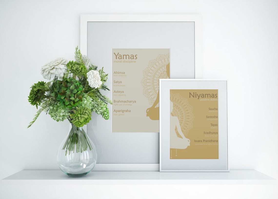 Yama and Niyama Poster Set Artwork Print Digital Download With - Etsy