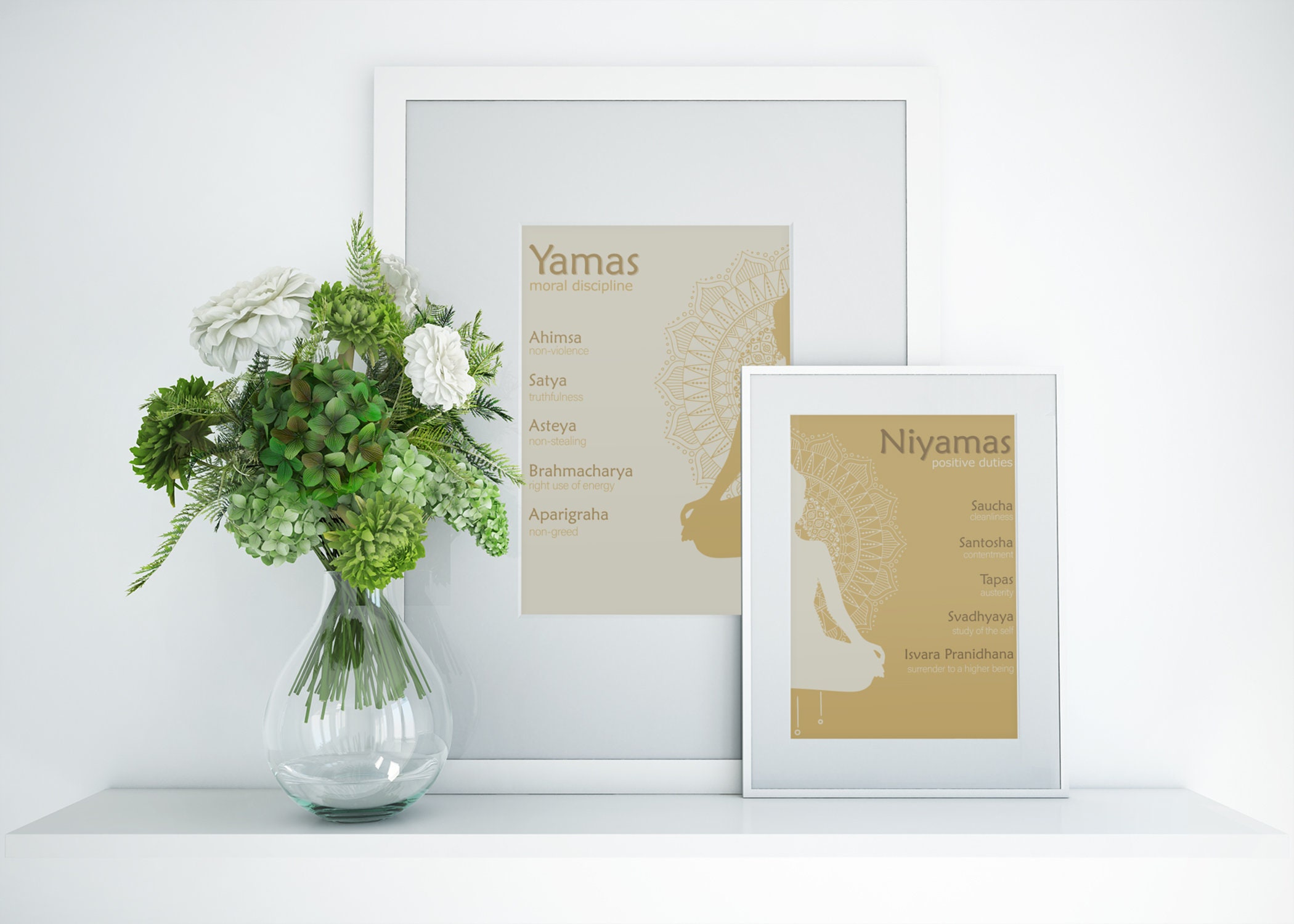 Yama and Niyama Poster Set Artwork Print Digital Download With - Etsy