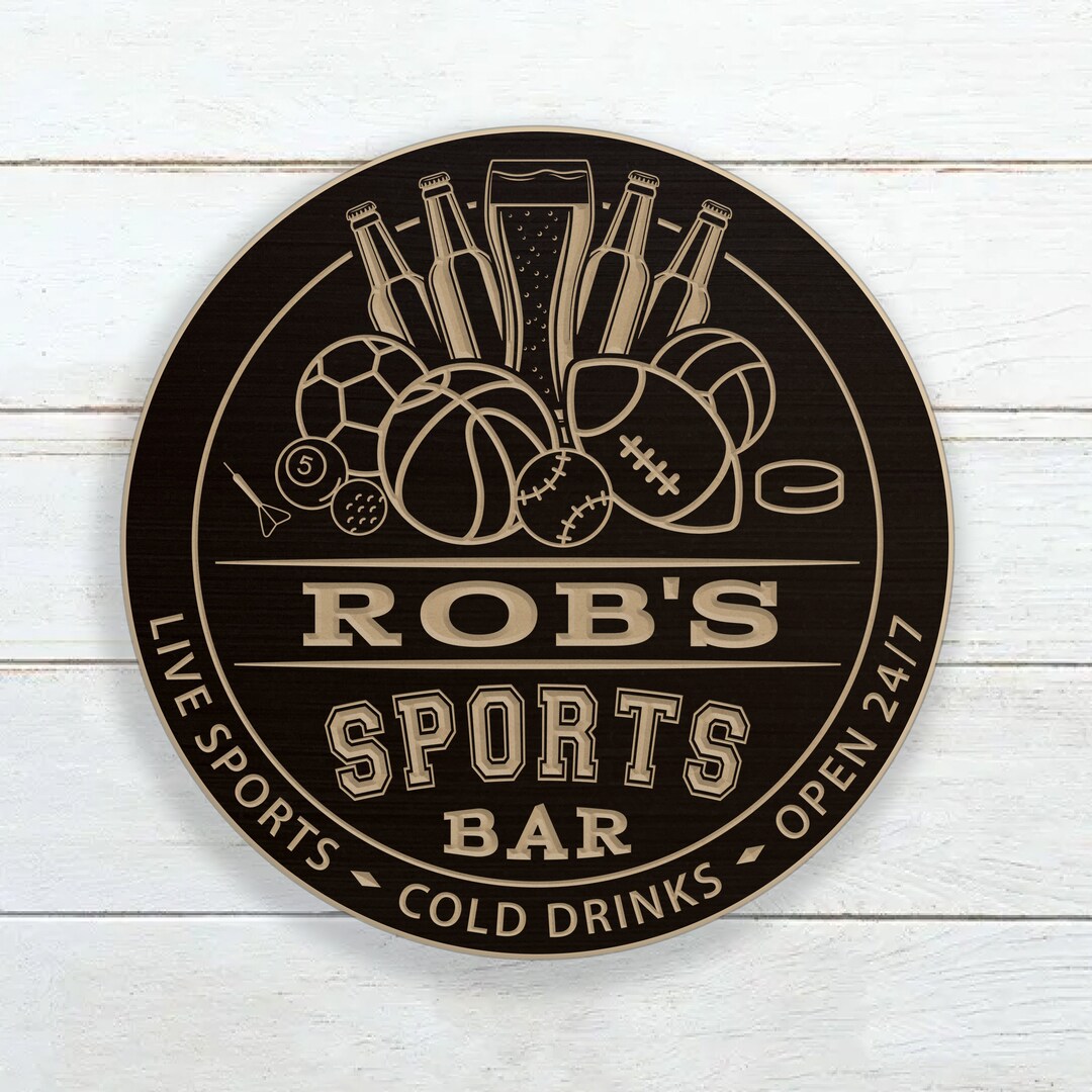 Sports Bar Sign / Personalized Sports Bar Sign / Carved Wood Bar Sign ...