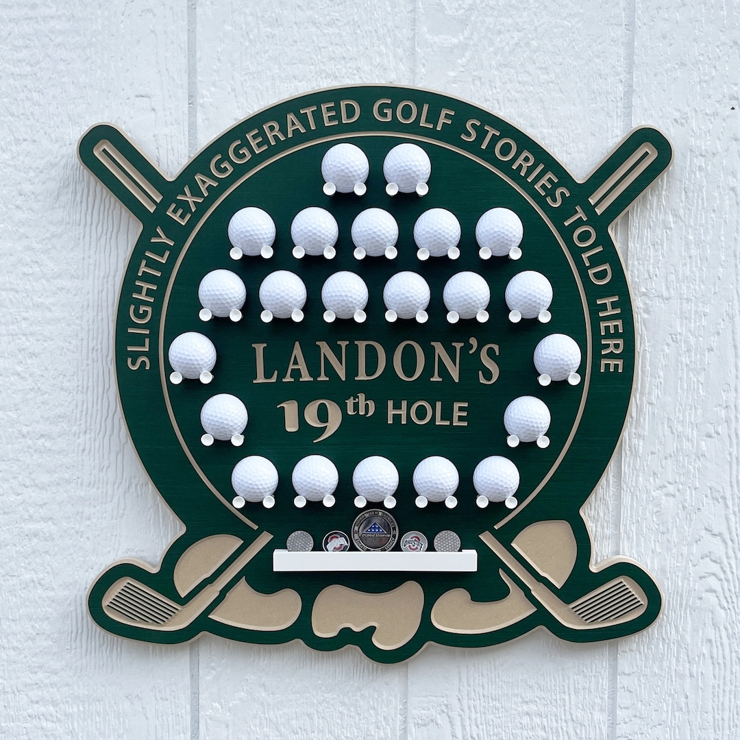 Golf Ball Display / Personalized Display for Golf Balls / Carved Wood ...
