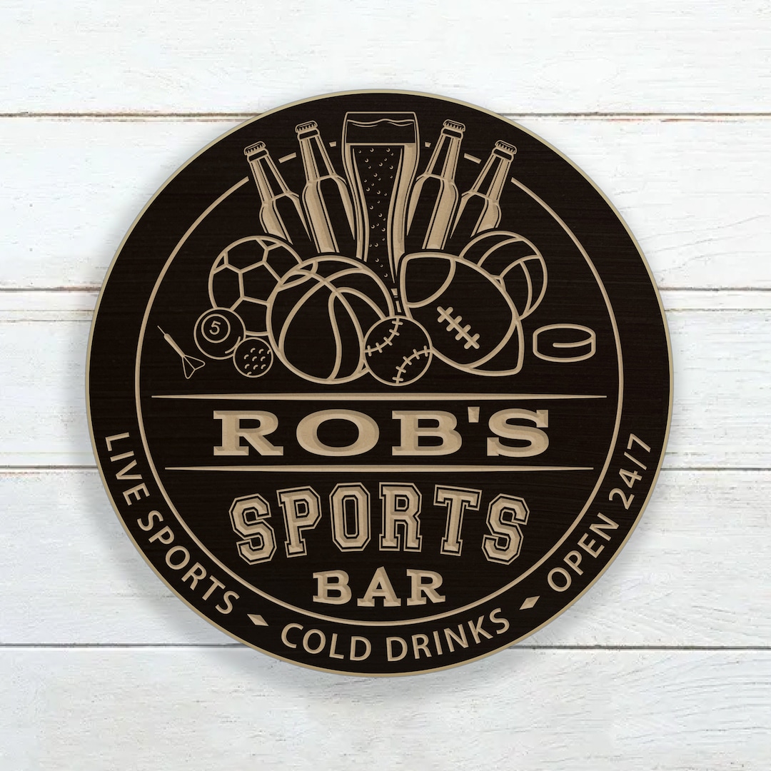 Sports Bar Sign / Personalized Sports Bar Sign / Carved Wood Bar Sign ...