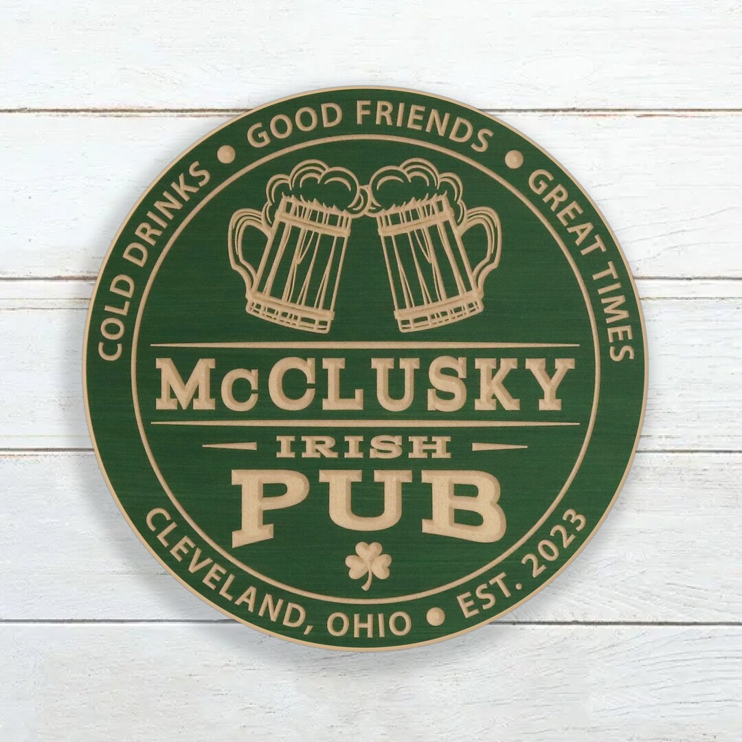 Irish Pub Bar Sign With Beer Mugs and Name / Personalized Basement Pub ...