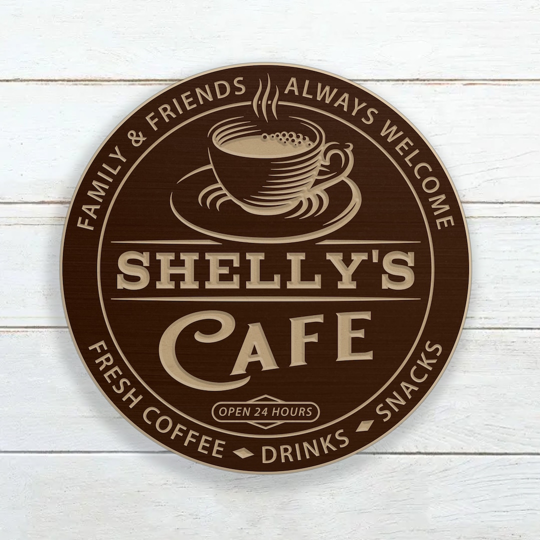 Cafe Sign / Personalized Cafe Sign / Carved Wood Wall Sign / Custom ...