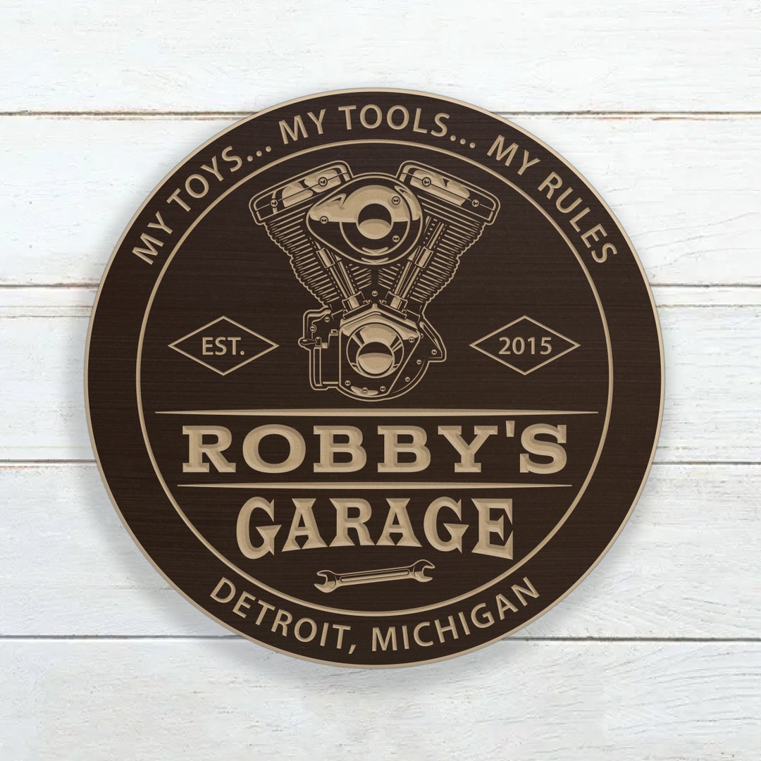 Garage Name Sign / Personalized Garage Sign / Carved Wood Garage Sign ...
