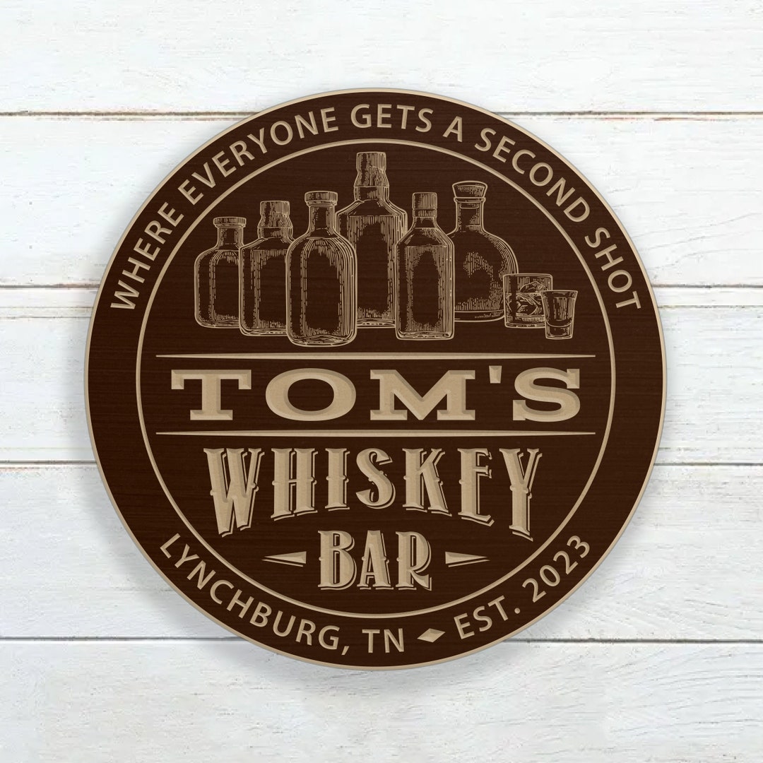Whiskey Bar Sign With Bottles and Name / Personalized Whiskey Bar Sign ...