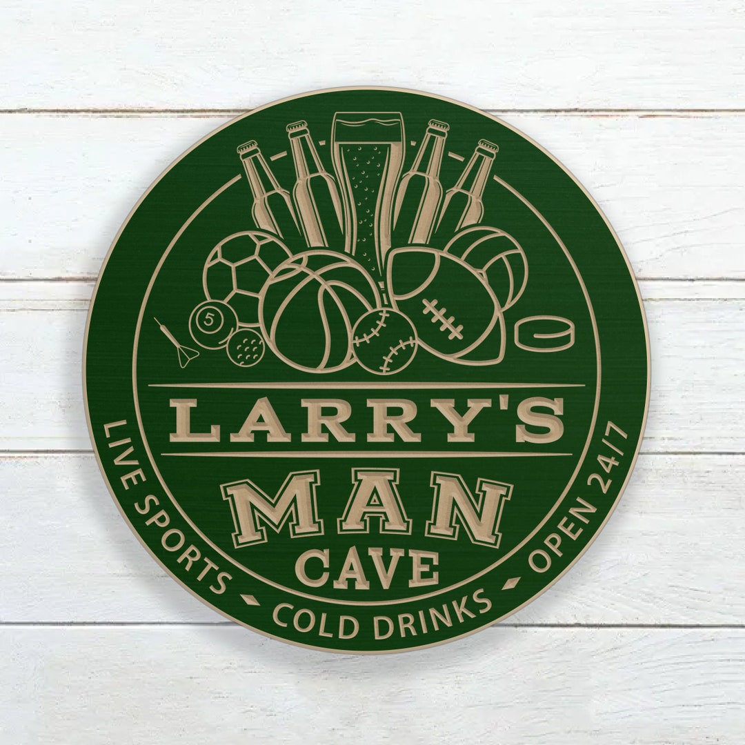 Man Cave Sign / Personalized Sports Bar Sign / Carved Wood Bar Sign ...