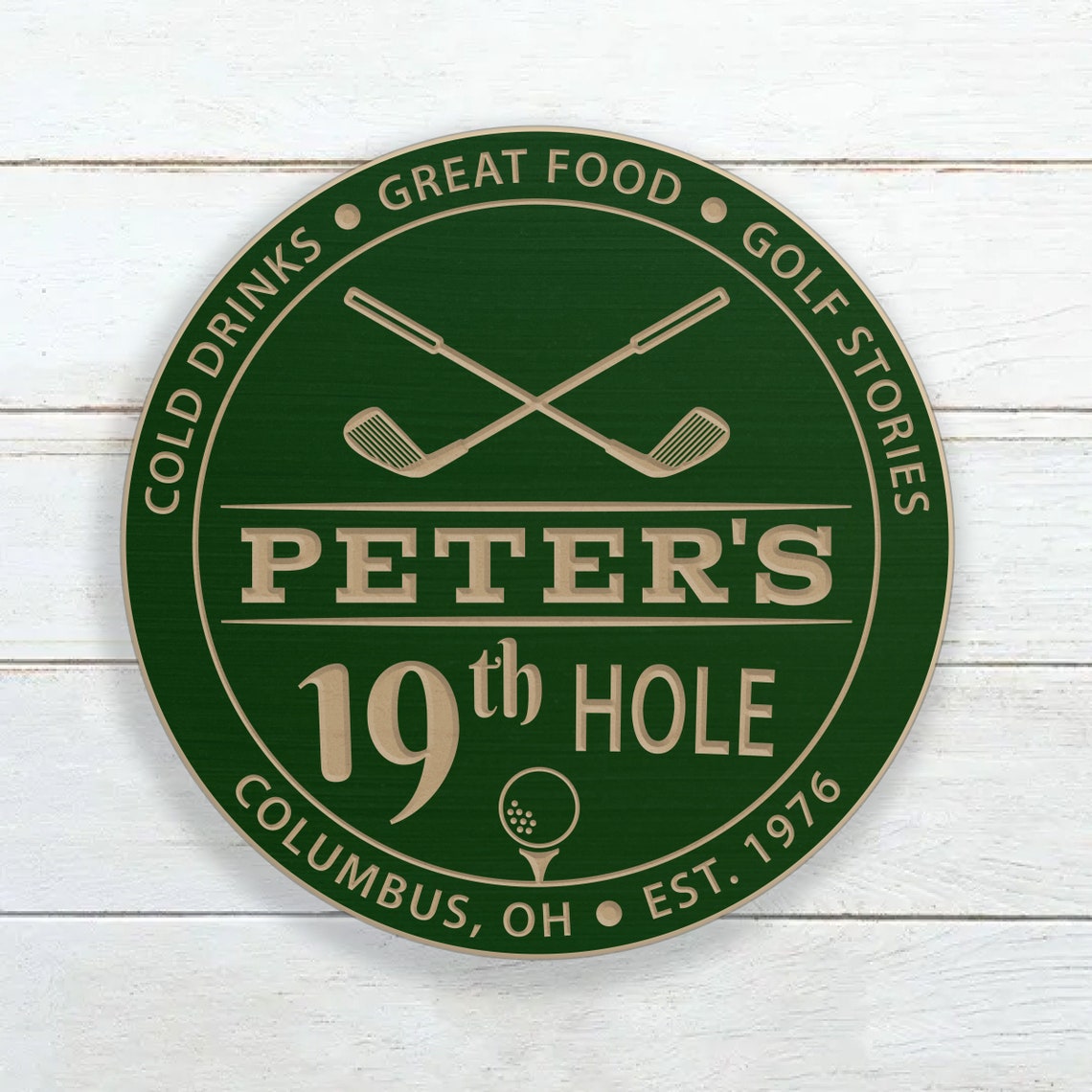 19th Hole Bar Sign With Golf Clubs and Name / Personalized Golf Bar ...