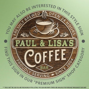 Coffee Bar Sign / Personalized Coffee Bar Sign / Carved Wood Wall Sign ...
