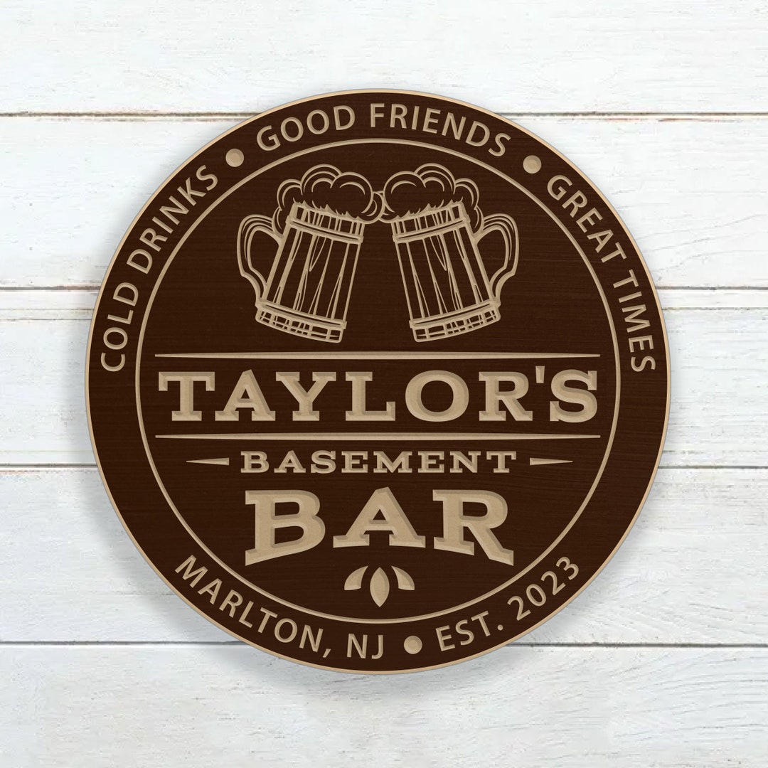Bar Sign With Beer Mugs and Name / Personalized Basement Bar Sign ...