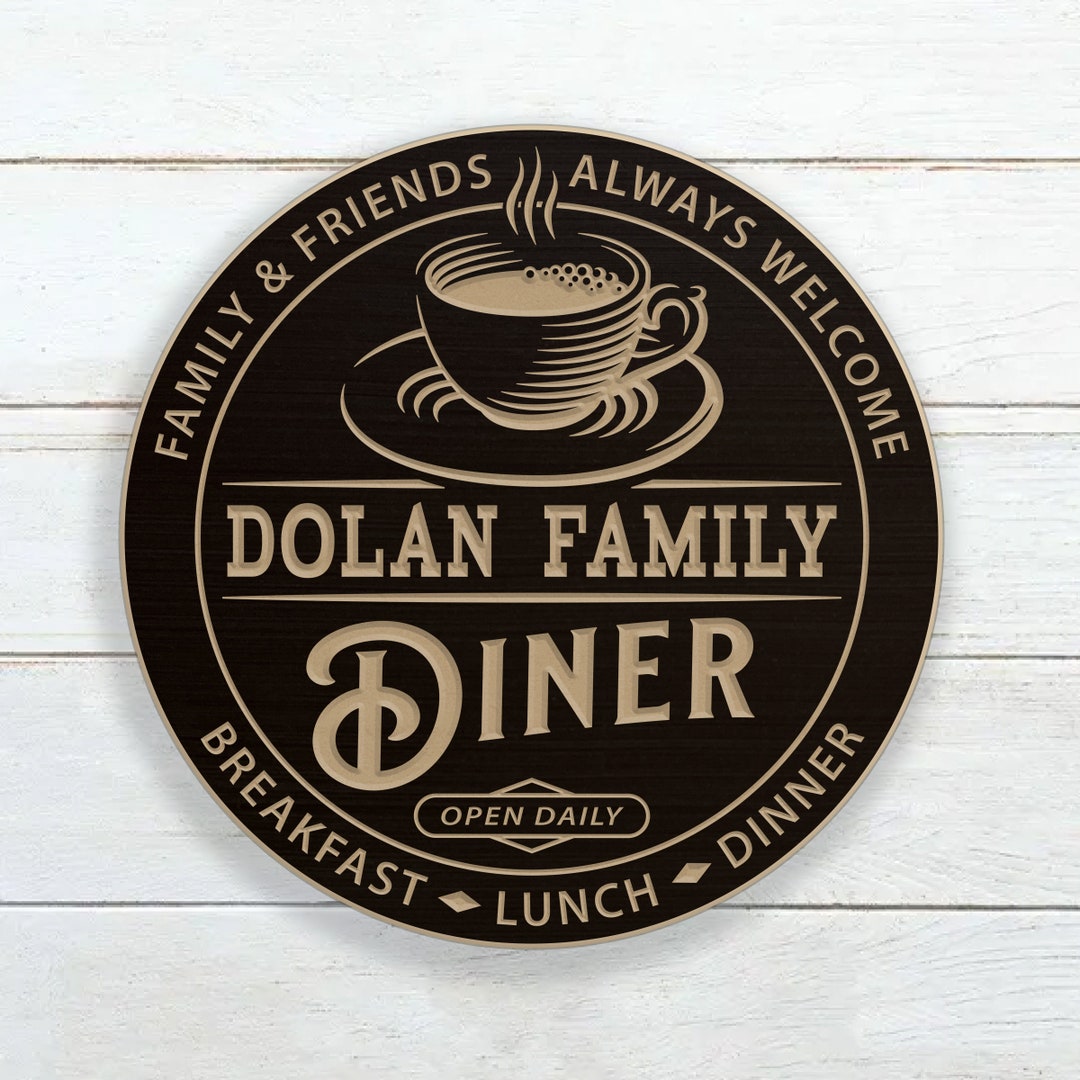 Diner Sign / Personalized Family Diner Sign / Carved Wood Sign / Custom ...