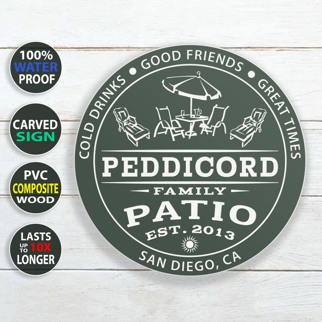 Waterproof Patio Outdoor Sign / Personalized Outdoor Sign / Carved ...