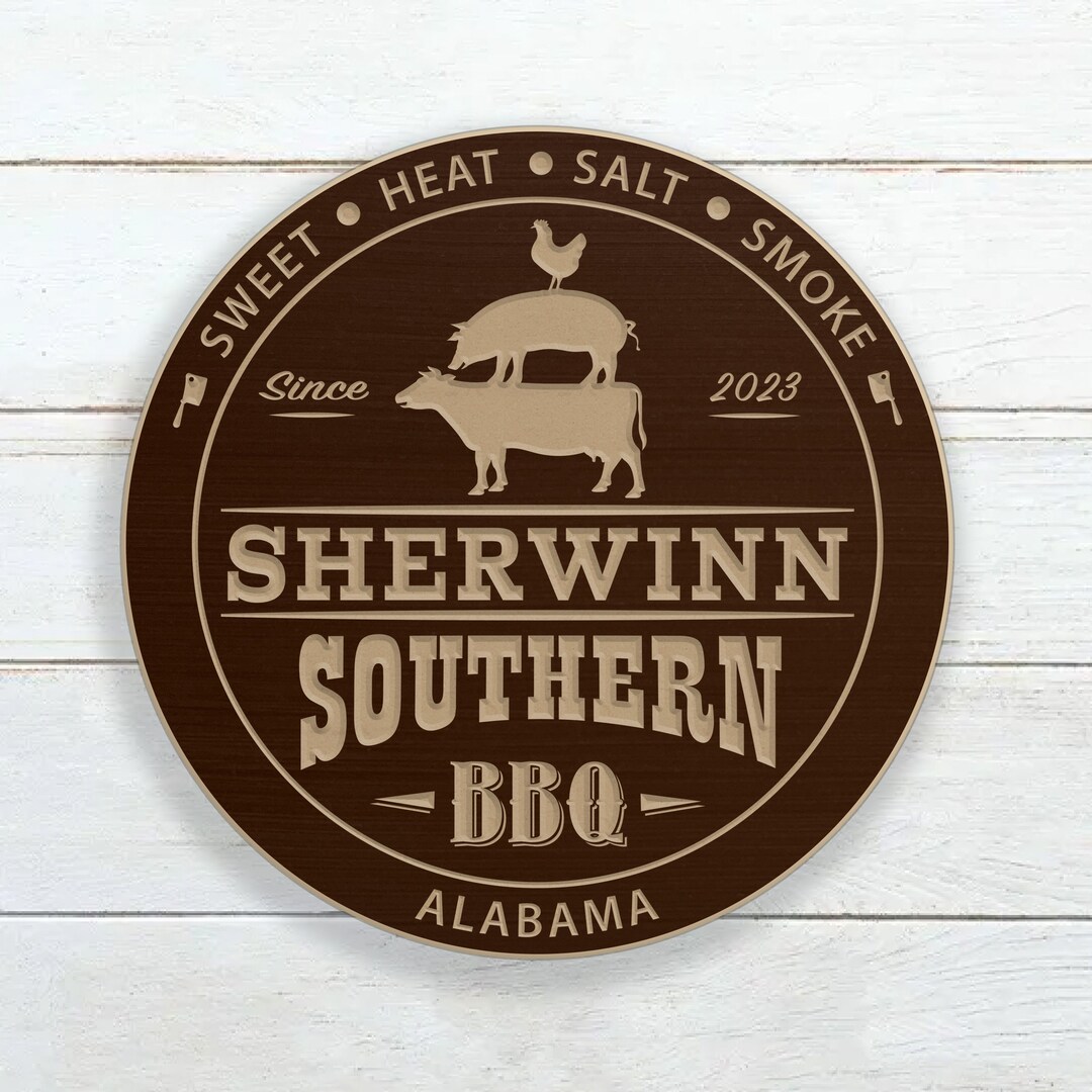Southern BBQ Sign / Personalized Barbecue Sign / Carved Wood Sign ...