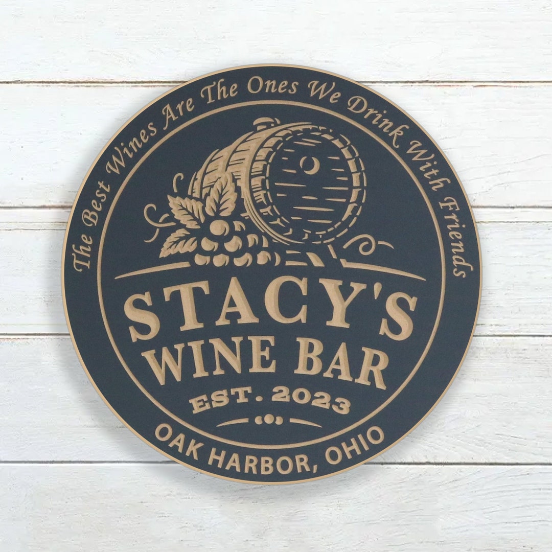 Wine Bar Sign With Name / Personalized Wine Bar Sign / Carved Wood Sign ...