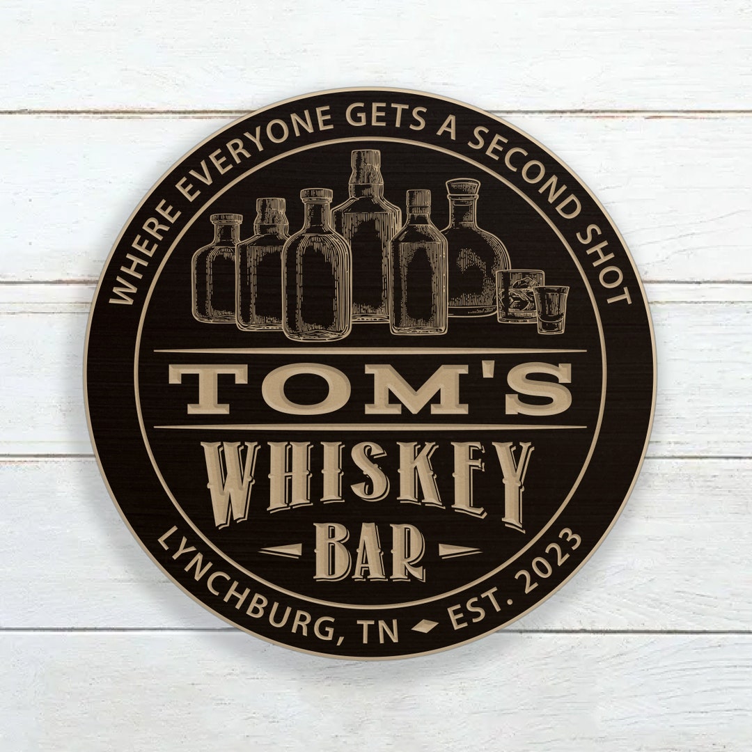 Whiskey Bar Sign With Bottles and Name / Personalized Whiskey Bar Sign ...