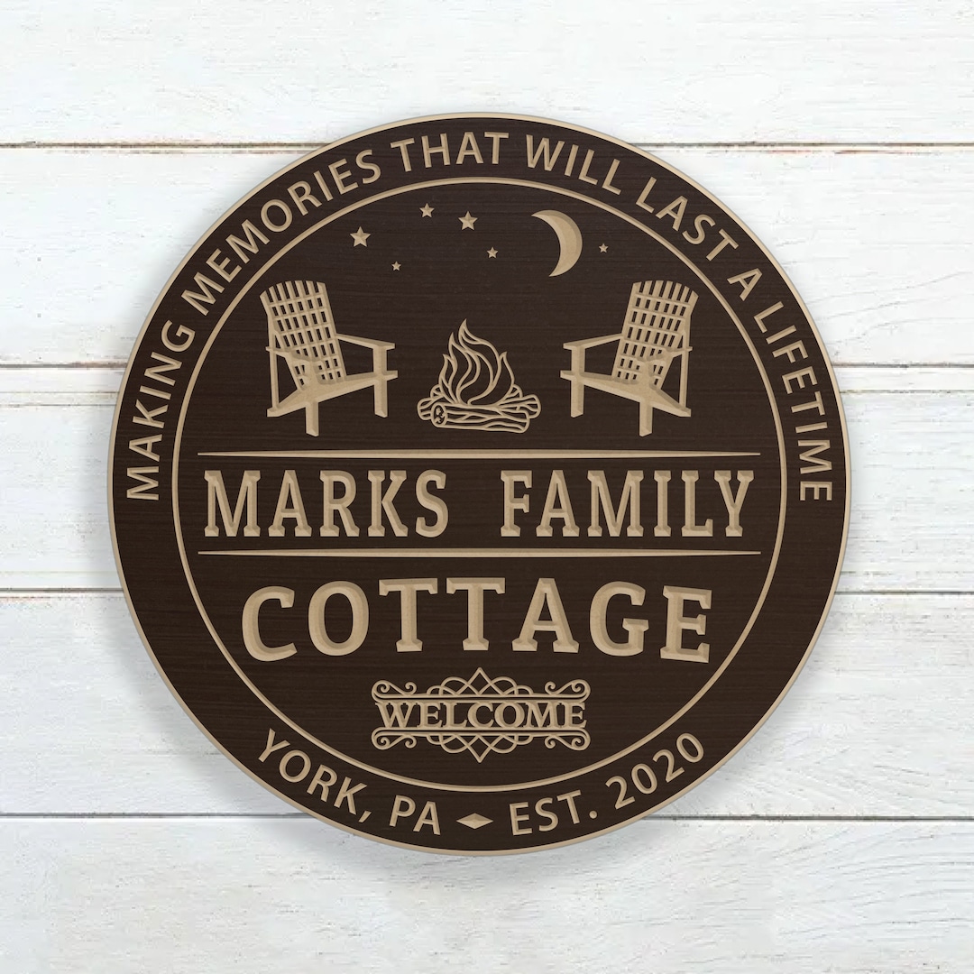 Cottage Sign / Personalized Cottage Cabin Sign / Carved Wood Cottage ...