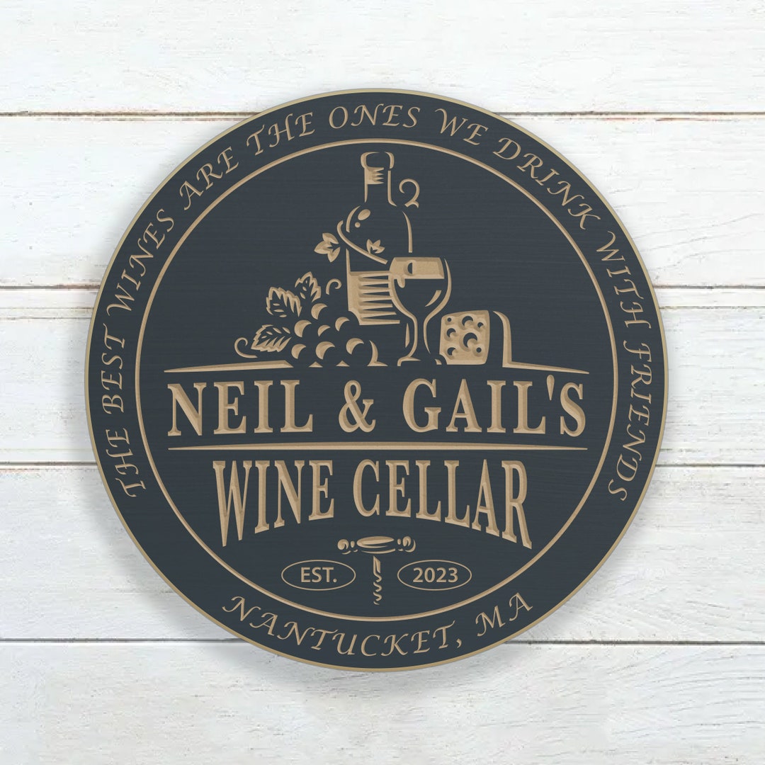 Wine Cellar Sign With Name / Personalized Wine Bar Sign / Carved Wood ...