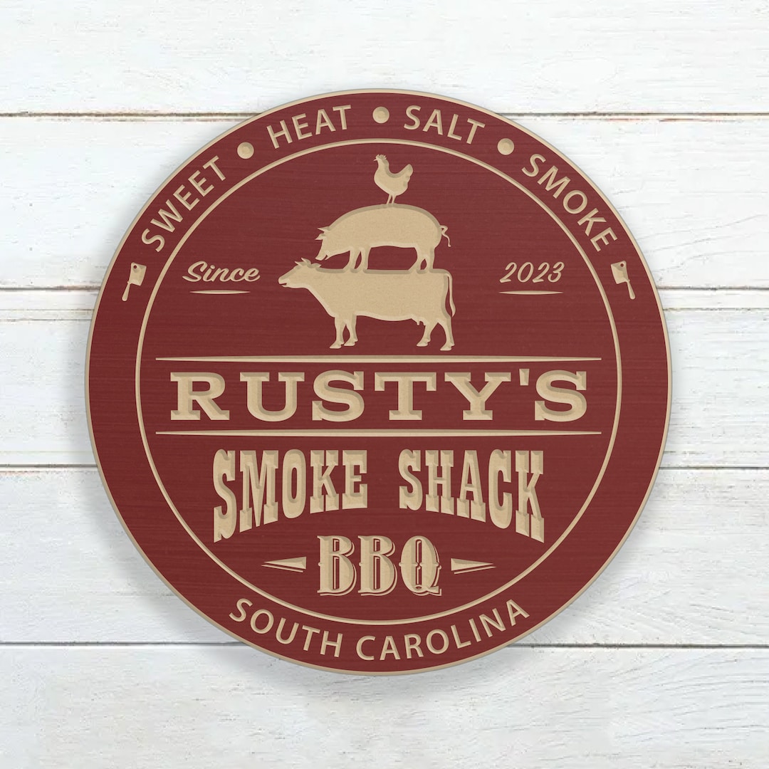 Smoke Shack BBQ Sign / Personalized Barbecue Sign / Carved Wood Sign ...